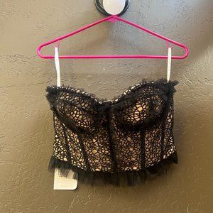 Miss Circle | Tops | Orah Black Mesh And Lace Corset Top | Poshmark
